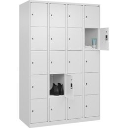 C+P 5er-Schlie&szlig;fachschrank Classic PLUS, 4 Abteile, verkehrswei&szlig;, B 1200 mm, 20 F&auml;cher, mit Bodengleitern