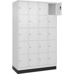 C+P 5er-Schlie&szlig;fachschrank Classic PLUS, 4 Abteile, verkehrswei&szlig;, B 1200 mm, 20 F&auml;cher, mit Bodensockel