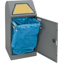 Wertstoffsammler, Einwurfklappe handbet&auml;tigt, mit Abfallsackhalterung, Volumen 60 l, graualu/Struktur kaiserkraft