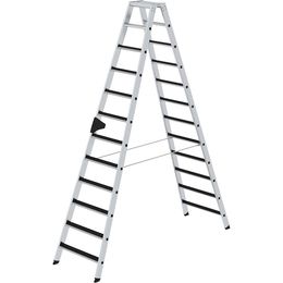 MUNK Stufen-Stehleiter CLIP-STEP, beidseitig begehbar, geriffelt, 2 x 12 Stufen