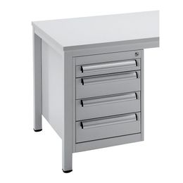 eurokraft pro Schubladen-Unterbauschrank, f&uuml;r Meisterschreibtisch, mit 4 Schubladen 1 x 70 / 1 x 80 / 2 x 150 mm hoch
