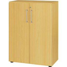 eurokraft pro B&uuml;roschrank, 2 Fachb&ouml;den, 3 Ordnerh&ouml;hen, Dekor Buche