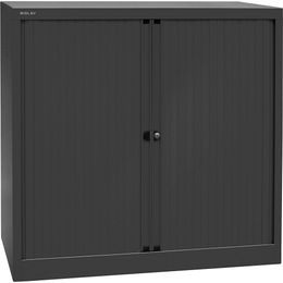 Bisley Euro-Rollladenschrank, Breite 1000 mm, 2 Fachb&ouml;den, schwarz
