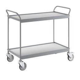 Servierwagen, Ladefläche 990 x 545 mm, Tragfähigkeit 150 kg, 2 Etagen, 4 Lenkrollen, davon 2 mit Doppelstopp kaiserkraft