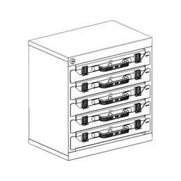 eurokraft pro Turm f&uuml;r Sortimentskoffer, aus Stahlblech, HxBxT 434 x 416 x 256 mm, f&uuml;r 5 Koffer H&ouml;he 50 mm