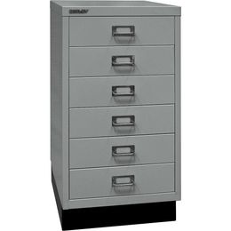 Bisley MultiDrawer&trade; 39er Serie, mit Sockel, DIN A3, 6 Schubladen, silber, schwarz