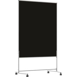 eurokraft basic Moderationswand, mobil, Textilbezug / Whiteboard, BxH 1200 x 1500 mm, schwarz