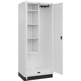 C+P Putzmittelspind Classic PLUS, 1 Abteil, Trennwand mittig, verk&uuml;rzt, verkehrswei&szlig;, B 800 mm, mit Bodensockel, Zylinderschloss