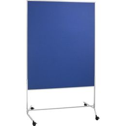 eurokraft basic Moderationswand, mobil, Textilbezug, BxH 1200 x 1500 mm, blau