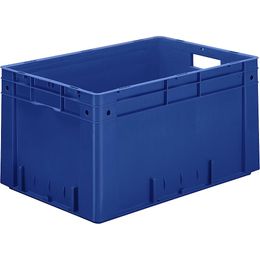 Schwerlast-Euro-Behälter, Polypropylen, Volumen 60 l, LxBxH 600 x 400 x 320 mm, Wände geschlossen, Boden geschlossen, blau, VE 2 Stk kaiserkraft