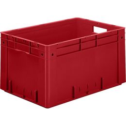 Schwerlast-Euro-Behälter, Polypropylen, Volumen 60 l, LxBxH 600 x 400 x 320 mm, Wände geschlossen, Boden geschlossen, rot, VE 2 Stk kaiserkraft