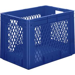 Schwerlast-Euro-Behälter, Polypropylen, Volumen 80 l, LxBxH 600 x 400 x 420 mm, Wände durchbrochen, Boden geschlossen, blau, VE 2 Stk kaiserkraft