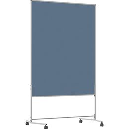 eurokraft basic Moderationswand, mobil, Textilbezug / Whiteboard, BxH 1200 x 1500 mm, graublau