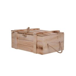 UNUS Holzkisten 2er Set geflammt mit Deckel und Seilgriffen in Braun | Gr.: onesize