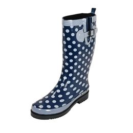 MADSea Gummistiefel Ocean High Langschaft in Dunkelblau mit weißen Punkten | Gr.: 40
