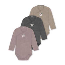 Normani Outdoor Sports 3er Set Baby-Body Wickelbody Toddler-Bodysuit in Beige/Anthrazit/Rosa | Gr.: 80
