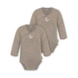 Normani Outdoor Sports 2er Pack Doppelpack Baby-Body Merino Wickelbody in Beige | Gr.: 86