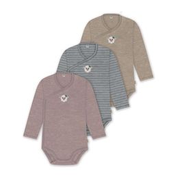 Normani Outdoor Sports 3er Set Baby-Body Wickelbody Toddler-Bodysuit in Beige/Grau/Rosa | Gr.: 86