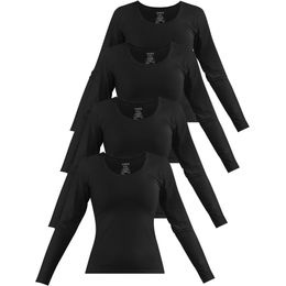 Janice 4 x Damen Langarmshirt Nimes in Schwarz | Gr.: XS/S
