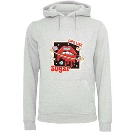 F4NT4STIC Hoodie Lips like sugar retro fashion Valentinstag in grau meliert | Gr.: XL