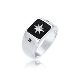 Kuzzoi Ring 925 Sterling Silber Siegelring, Sterne, Stern in Silber | Gr.: 62