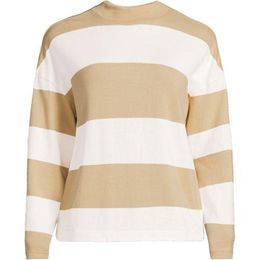 LANDS' END Baumwollshirt Maritim Gestreift mit langen &Auml;rmeln, Damen,  Beige, Baumwolle, by Lands' End