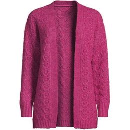 LANDS' END Offener Cardigan aus Strukturstrick, Damen,  Pink, Polyester/Viskose/Polyester-Mischung, by Lands' End