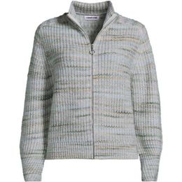 LANDS' END Strick-Cardigan mit Rei&szlig;verschluss, Damen,  Gr&uuml;n, Wolle/Polyester/Nylon, by Lands' End