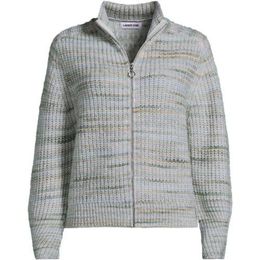 LANDS' END Strick-Cardigan mit Reißverschluss, Damen,  Grün, Wolle/Polyester/Nylon, by Lands' End