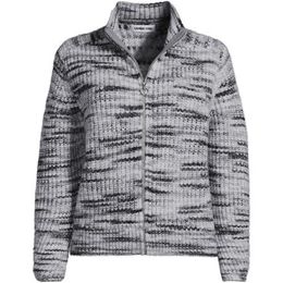 LANDS' END Strick-Cardigan mit Reißverschluss, Damen,  Grau, Wolle/Polyester/Nylon, by Lands' End