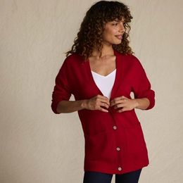 LANDS' END Merino-Cardigan mit Strasskn&ouml;pfen, Damen,  Rot, Wolle, by Lands' End