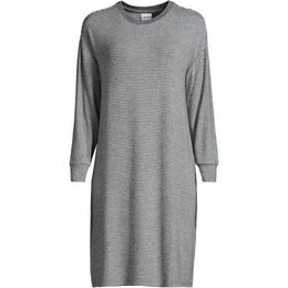 LANDS' END Silky Knit Nachthemd Gestreift, Damen,  Grau, Polyester/Viskose/Polyester-Mischung, by Lands' End