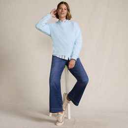 LANDS' END Sweatshirt SERIOUS SWEATS, Damen,  Blau, Elasthan/Baumwoll-Mischung/Polyester-Mischung, by Lands' End