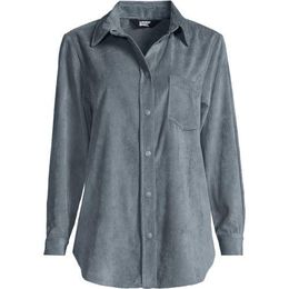 LANDS' END Stretchcord-Bluse, Damen,  Grau, Polyester/Nylon/Viskose, by Lands' End