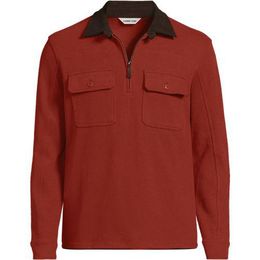 LANDS' END Bedford-Polopullover mit Rei&szlig;verschluss, Herren,  Braun, Baumwoll-Mischung/Polyester-Mischung, by Lands' End
