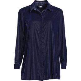 LANDS' END Samtbluse, Damen,  Blau, Polyester, by Lands' End