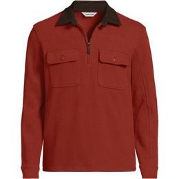 LANDS' END Bedford-Polopullover mit Rei&szlig;verschluss, Herren,  Braun, Baumwoll-Mischung/Polyester-Mischung, by Lands' End