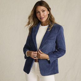 LANDS' END Stretchcord-Blazer, Damen,  Blau, Polyester/Nylon/Polyester-Mischung, by Lands' End