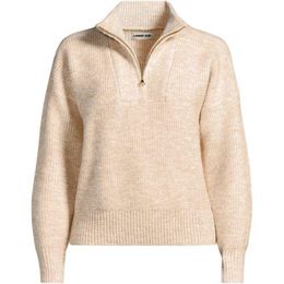 LANDS' END Flauschiger Troyer-Pullover, Damen,  Wei&szlig;, Elasthan/Polyester-Mischung/Nylon-Mischung, by Lands' End