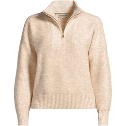 LANDS' END Flauschiger Troyer-Pullover, Damen,  Wei&szlig;, Elasthan/Polyester-Mischung/Nylon-Mischung, by Lands' End