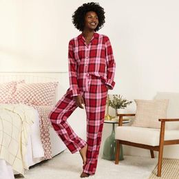 LANDS' END Pyjama-Set aus reinem Baumwoll-Flanell, Damen,  Rot, Baumwolle, by Lands' End