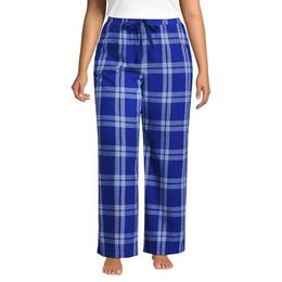 LANDS' END Weiche Flanell-Pyjamahose, Damen,  Blau, Baumwolle, by Lands' End