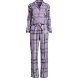 LANDS' END Pyjama-Set aus reinem Baumwoll-Flanell, Damen,  Lila, by Lands' End
