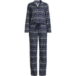 LANDS' END Weiches Pyjama-Set aus Flanell, Damen,  Blau, by Lands' End