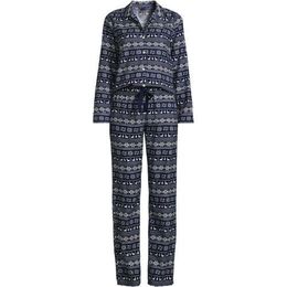 LANDS' END Pyjama-Set aus reinem Baumwoll-Flanell, Damen,  Blau, by Lands' End