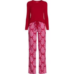 LANDS' END Pyjama-Set mit Flanellhose, Damen,  Pink, Baumwolle/Baumwoll-Mischung/Viskose-Mischung, by Lands' End