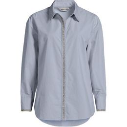 LANDS' END Baumwollbluse mit verzierter Knopfleiste f&uuml;r Damen, Damen, size: regular, Blau, Baumwolle, by Lands' End