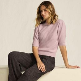 LANDS' END Kurzarm-Pullover Wool Touch mit Strassverzierung, Damen,  Pink, Wolle/Polyester/Viskose, by Lands' End