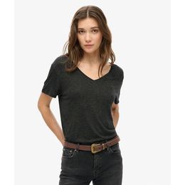 Superdry Damen Studios T-shirt mit Noppenstickerei und V-ausschnitt Schwarz - Gr&ouml;&szlig;e: 36 21024220001452FH030