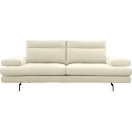 3,5-Sitzer Calia italia "Toby Wing, italienisches Designsofa, super bequem, Megasofa", wei&szlig; (avorio mario), B:228cm H:90cm T:113cm, Mikrofaser mit Nubuk Optik (100% Polyester), Sofas, inkl. Sitztiefenverstellung und Armteilfunktion, F&uuml;&szlig;e in Schwarz matt